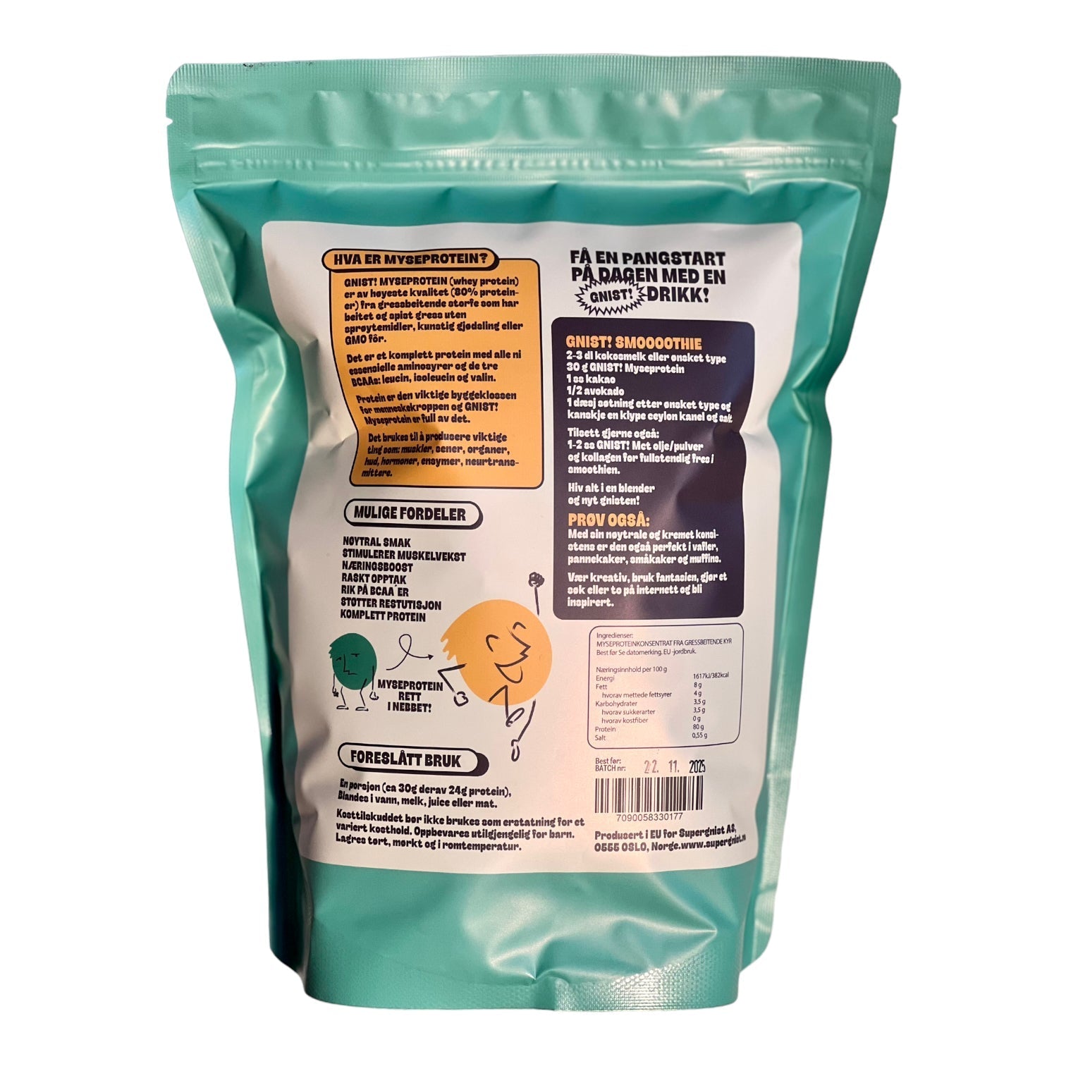 GNIST! Myseprotein (whey) pose 1kg